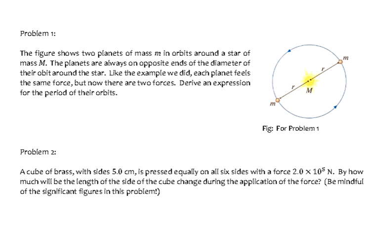 Solved Problem 1: The figure shows two planets of mass m in | Chegg.com
