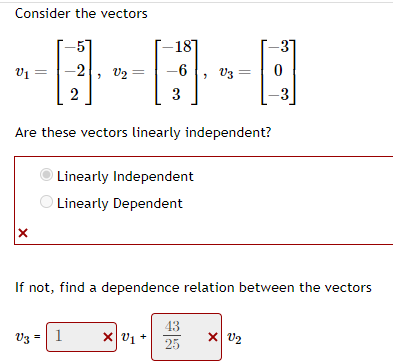Solved Consider the vectors | Chegg.com