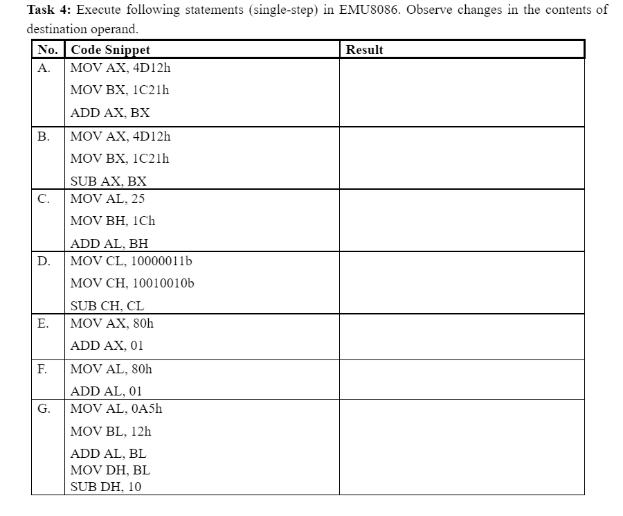 Solved Task 4: Execute following statements (single-step) in | Chegg.com
