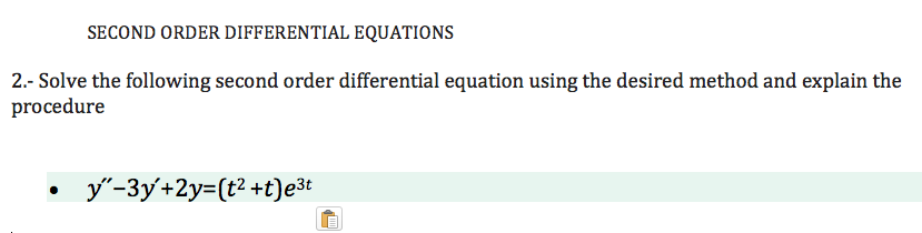 Solved SECOND ORDER DIFFERENTIAL EQUATIONS 2.- Solve the | Chegg.com