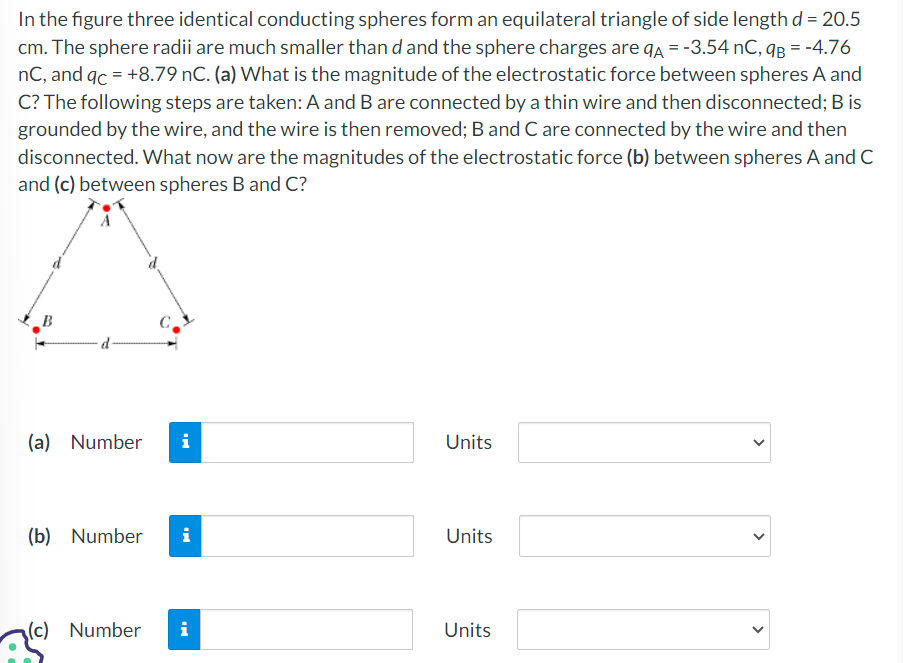Solved In the figure three identical conducting spheres form | Chegg.com
