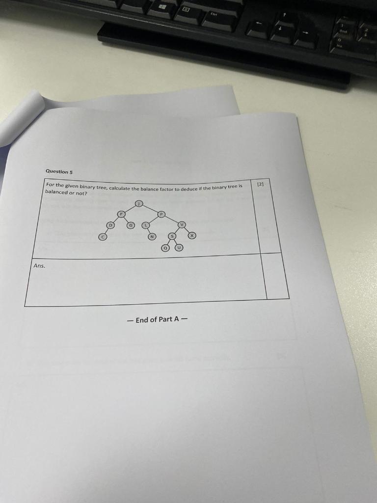 Question 5 For the given binary tree, calculate the | Chegg.com Question 5 For the given binary tree, calculate the | Chegg.com