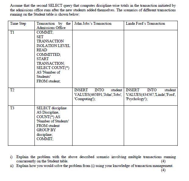Solved 1. Consider the following Student table in a | Chegg.com