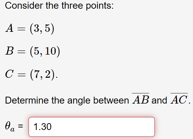 Solved Consider the three points: A = (3,5) B= (5,10) C= | Chegg.com
