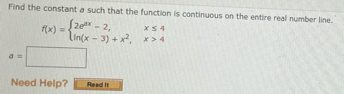Solved Find the constant a such that the function is | Chegg.com