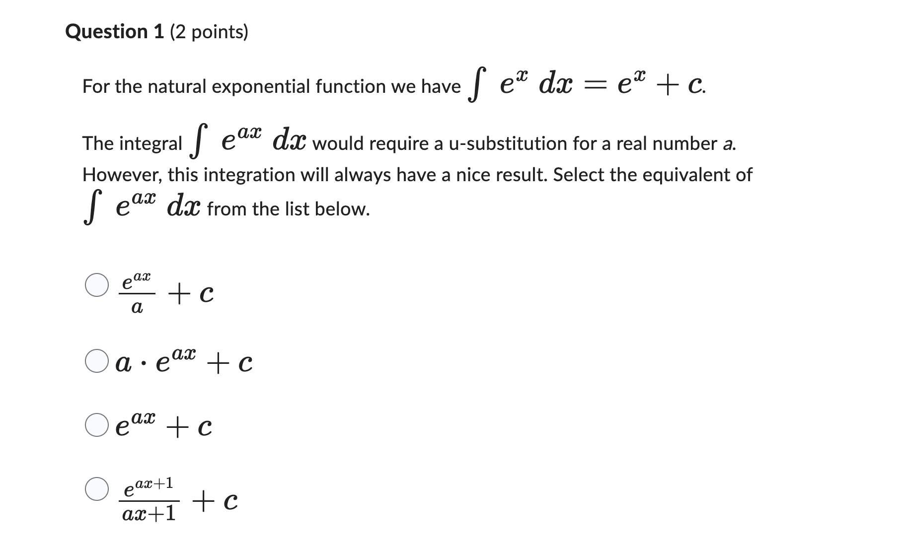 Solved Question 1 (2 ﻿points)For the natural exponential | Chegg.com