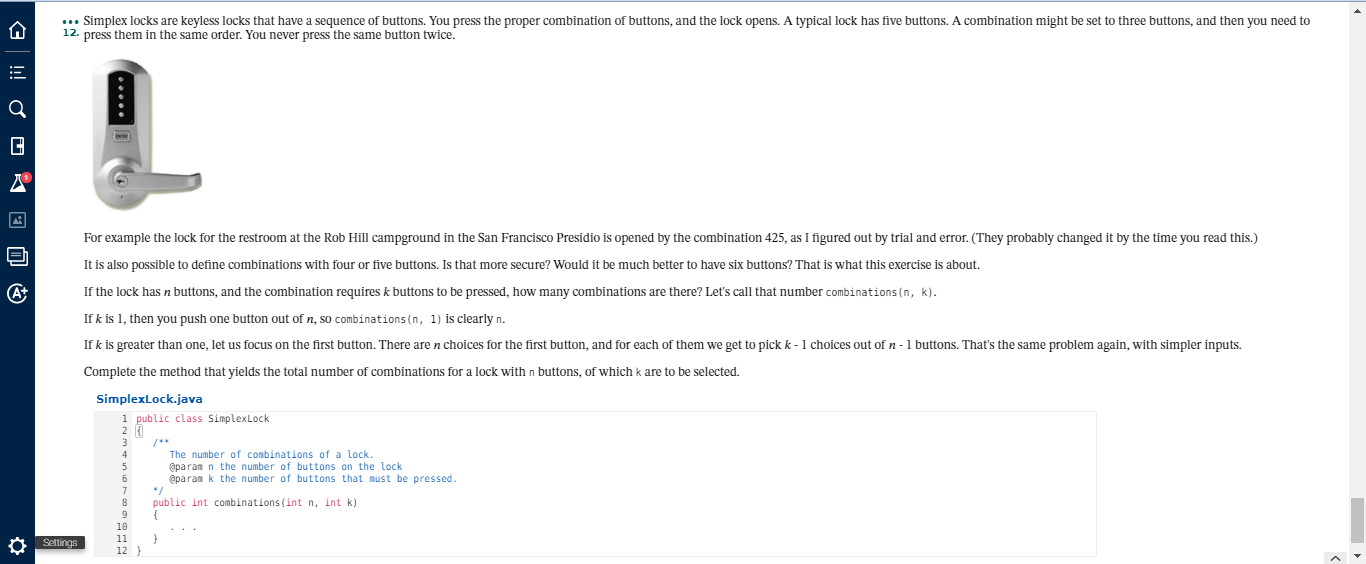 Solved ... Simplex locks are keyless locks that have a | Chegg.com