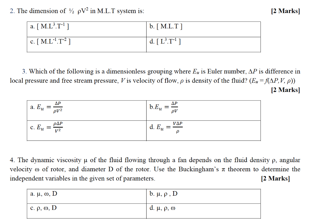 Solved 2. The dimension of ρν2 in MLT system is: [2 Marks] . | Chegg.com