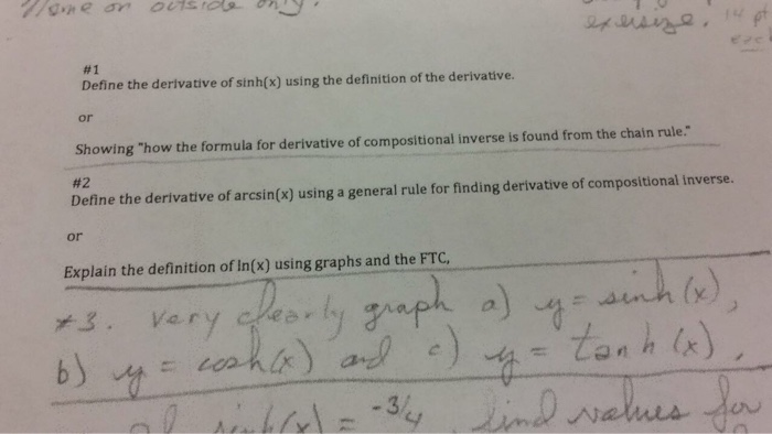 Solved Define the derivative of sinh(x) using the definition | Chegg.com