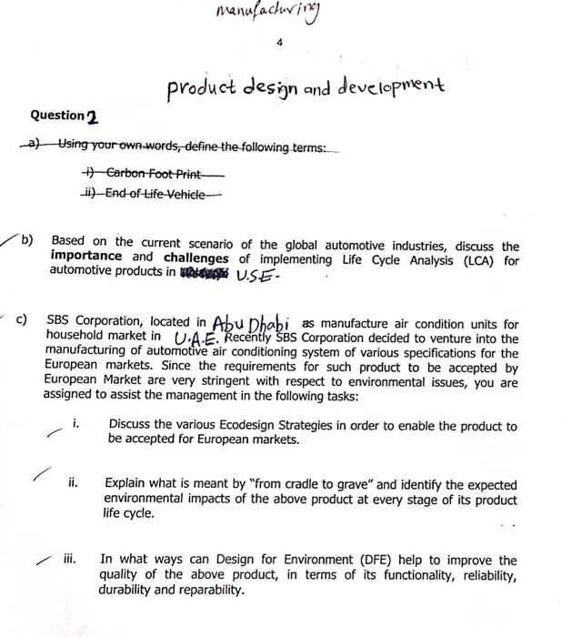 Solved nanu product Jesign and devclopwent Question 2 -a) | Chegg.com