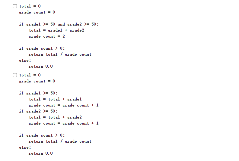 Solved grade and grade2 represent two grades (floats) | Chegg.com