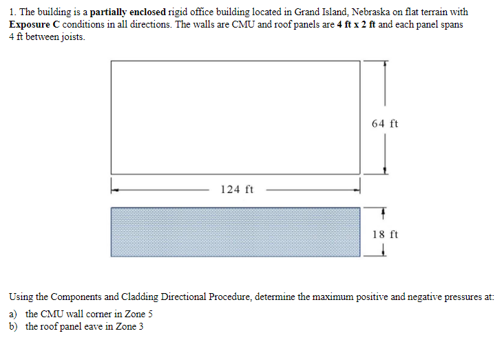 Solved 1. The building is a partially enclosed rigid office | Chegg.com