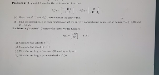 Solved Problem 2 (25 points) Consider the vector-valued | Chegg.com
