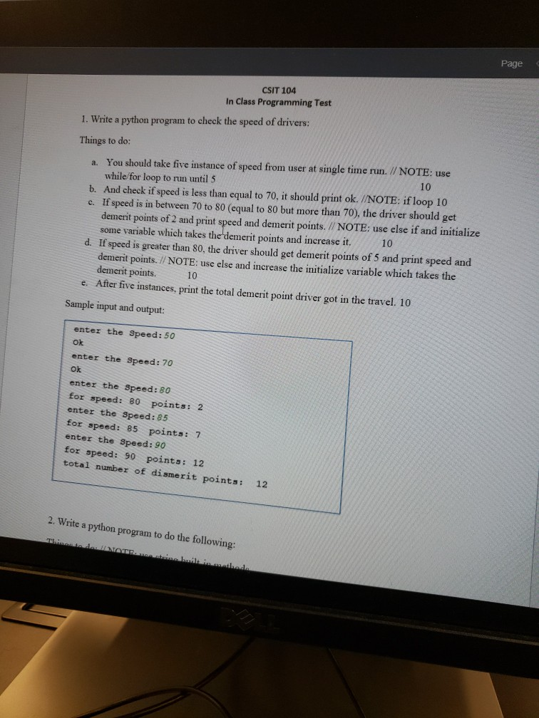 Solved Page CSIT 104 In Class Programming Test 1. Write a | Chegg.com