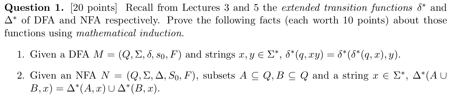 Solved Question 1. [20 points] Recall from Lectures 3 and 5 | Chegg.com
