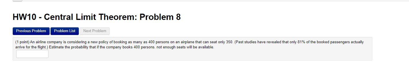 Solved HW10 - Central Limit Theorem: Problem 8 Previous | Chegg.com
