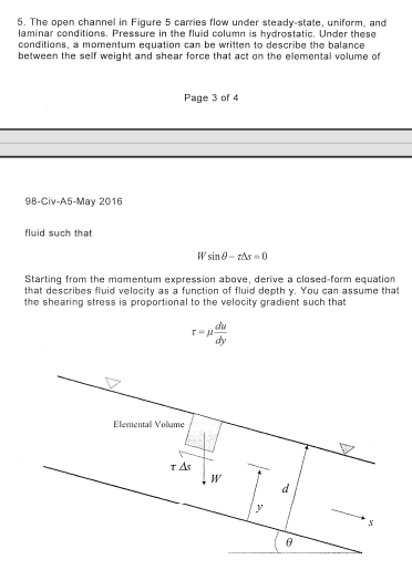 Solved 5. The open channel in Figure 5 carries flow under | Chegg.com
