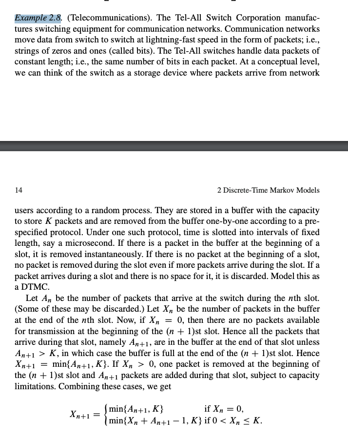 2.5. Consider the telecommunications model of Example | Chegg.com