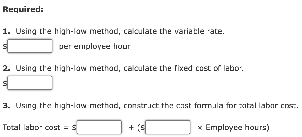 Solved Using High-Low to Calculate Fixed Cost, Calculate the | Chegg.com