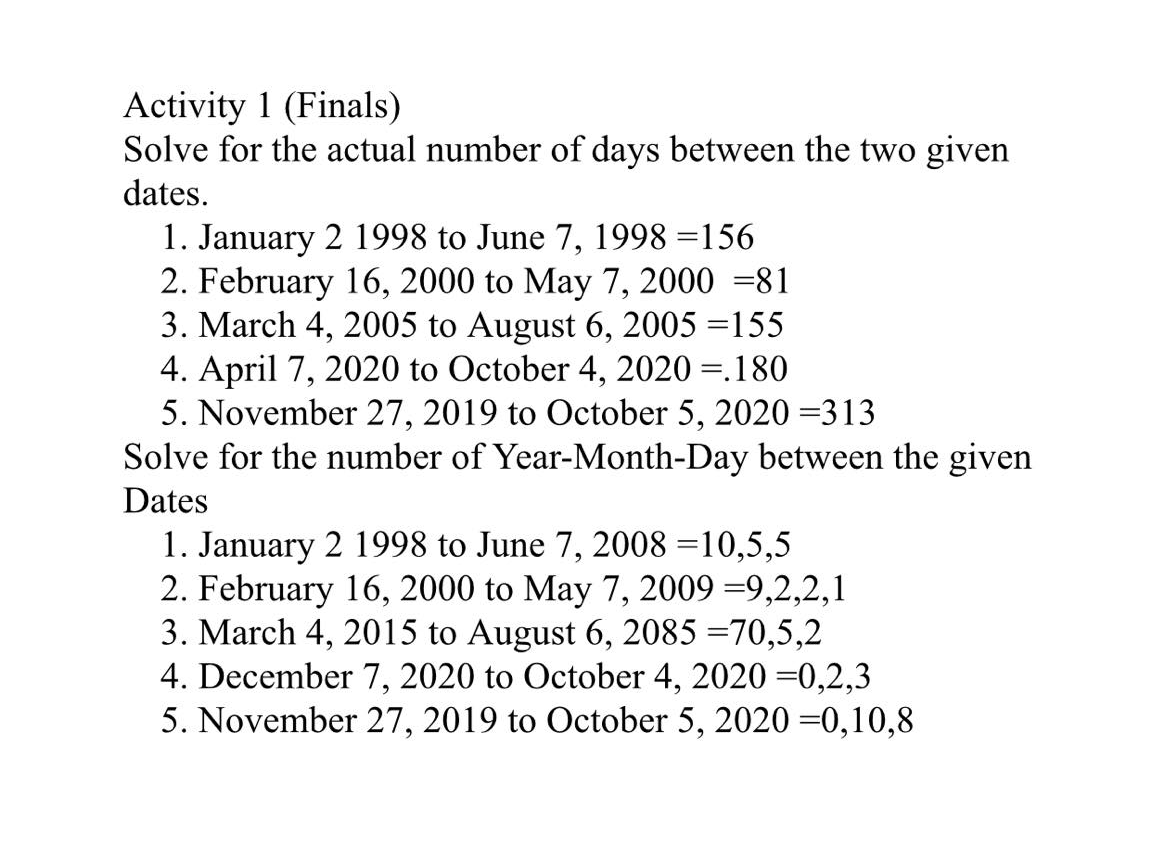 Solved Activity 1 (Finals) Solve for the actual number of | Chegg.com
