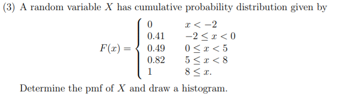 Solved (3) A random variable X has cumulative probability | Chegg.com