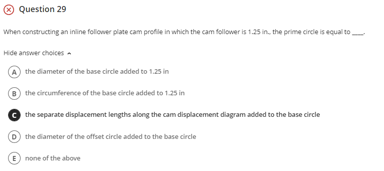 Solved When constructing an inline follower plate cam | Chegg.com