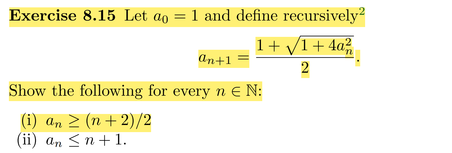 Solved Exercise 8.15 ﻿Let a0=1 ﻿and define recursively | Chegg.com