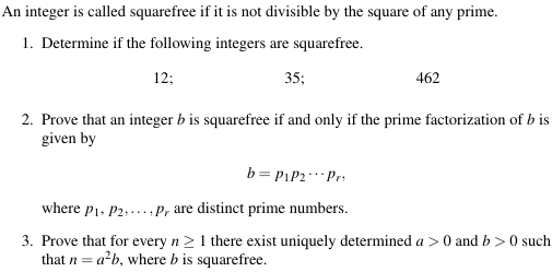 Solved An integer is called squarefree if it is not | Chegg.com