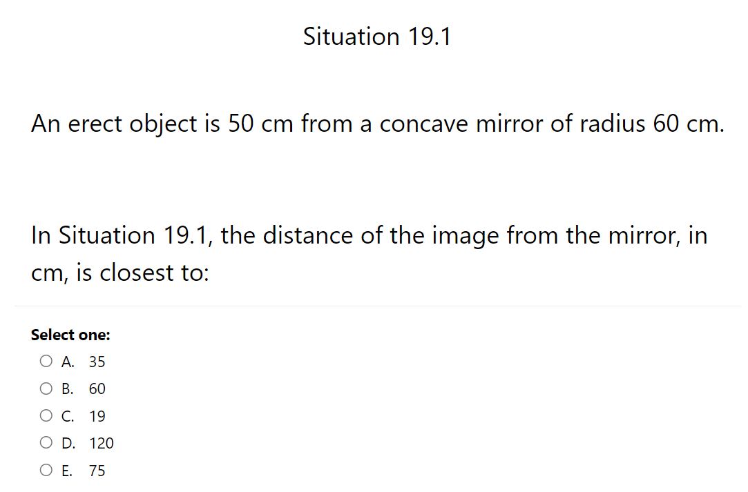 Solved Situation 19.1 An erect object is 50 cm from a | Chegg.com