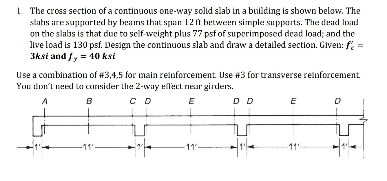 Solved 1. The cross section of a continuous one-way solid | Chegg.com