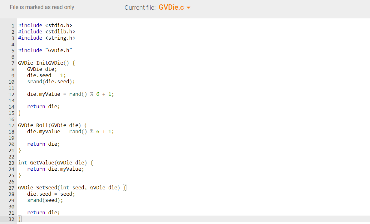 Solved 19.17 LAB: Rolling for a pair Given two GVDie struct | Chegg.com
