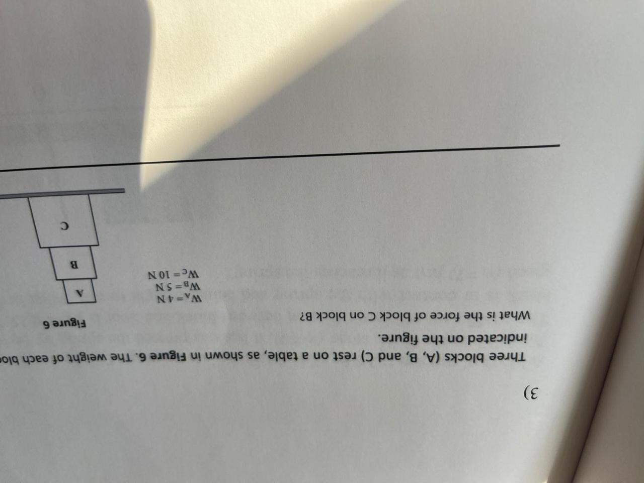Solved Three blocks (A, B, and C) rest on a table, as shown | Chegg.com