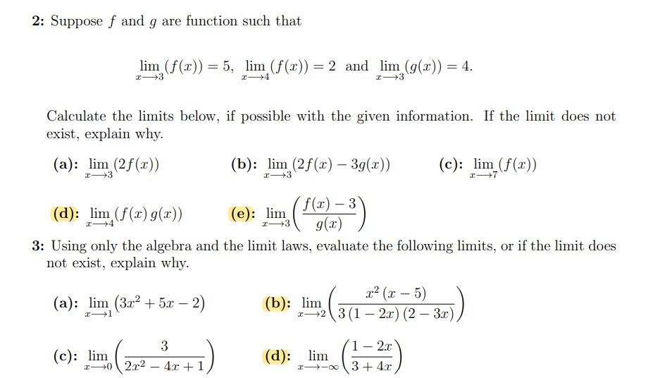 Solved 2: Suppose f and g are function such that | Chegg.com