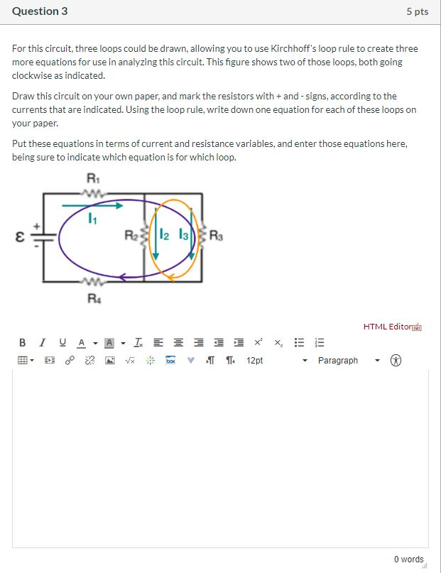 Solved Question 3 5 pts For this circuit, three loops could | Chegg.com