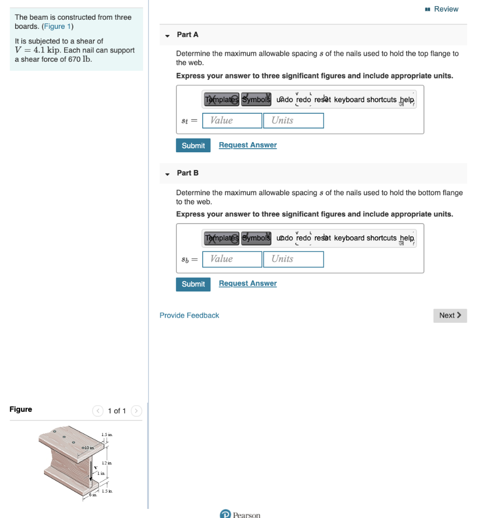 Solved - Review The beam is constructed from three boards. | Chegg.com