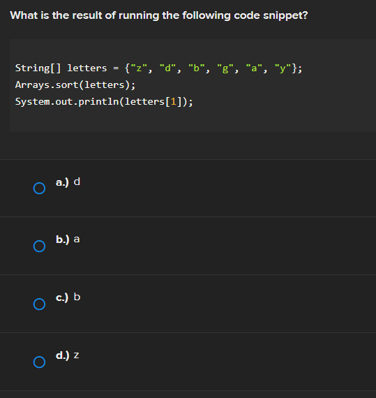 Solved What is the result of running the following code | Chegg.com