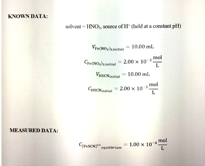 Solved KNOWN DATA: solvent = HNO3, source of H+ (held at a | Chegg.com