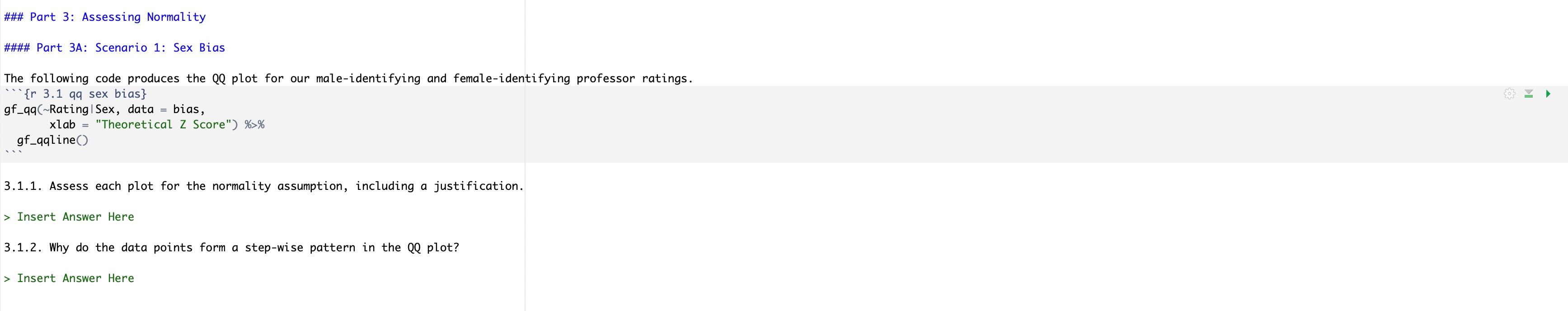 Part 3: Assessing Normality \#\#\# Part 3A: | Chegg.com