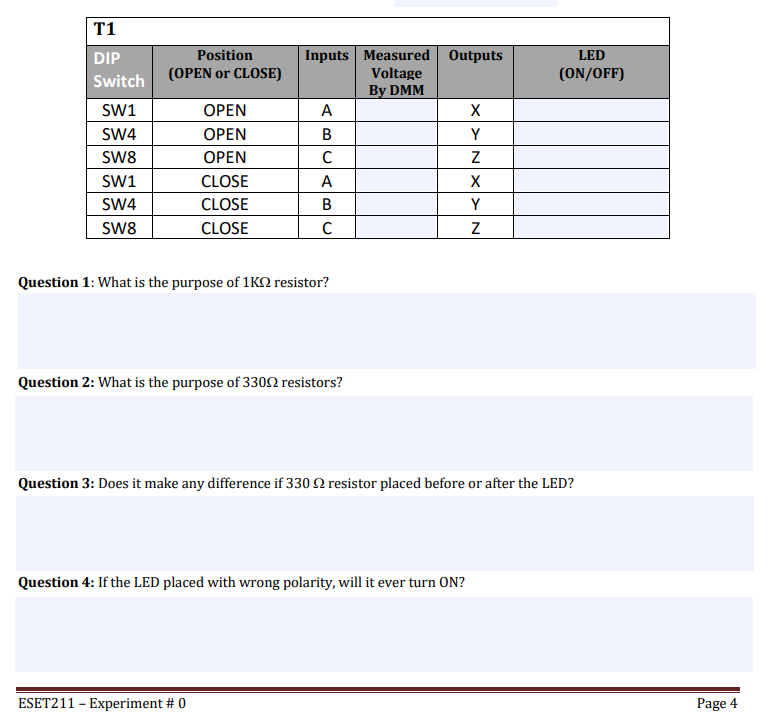 Solved Question 1: What is the purpose of 1KΩ | Chegg.com