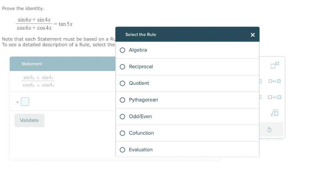 Solved Prove the identity. \begin{tabular}{l|l} | Chegg.com