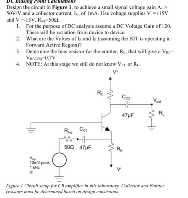 Solved DC Biasing Point Calculations Design the circuit in | Chegg.com