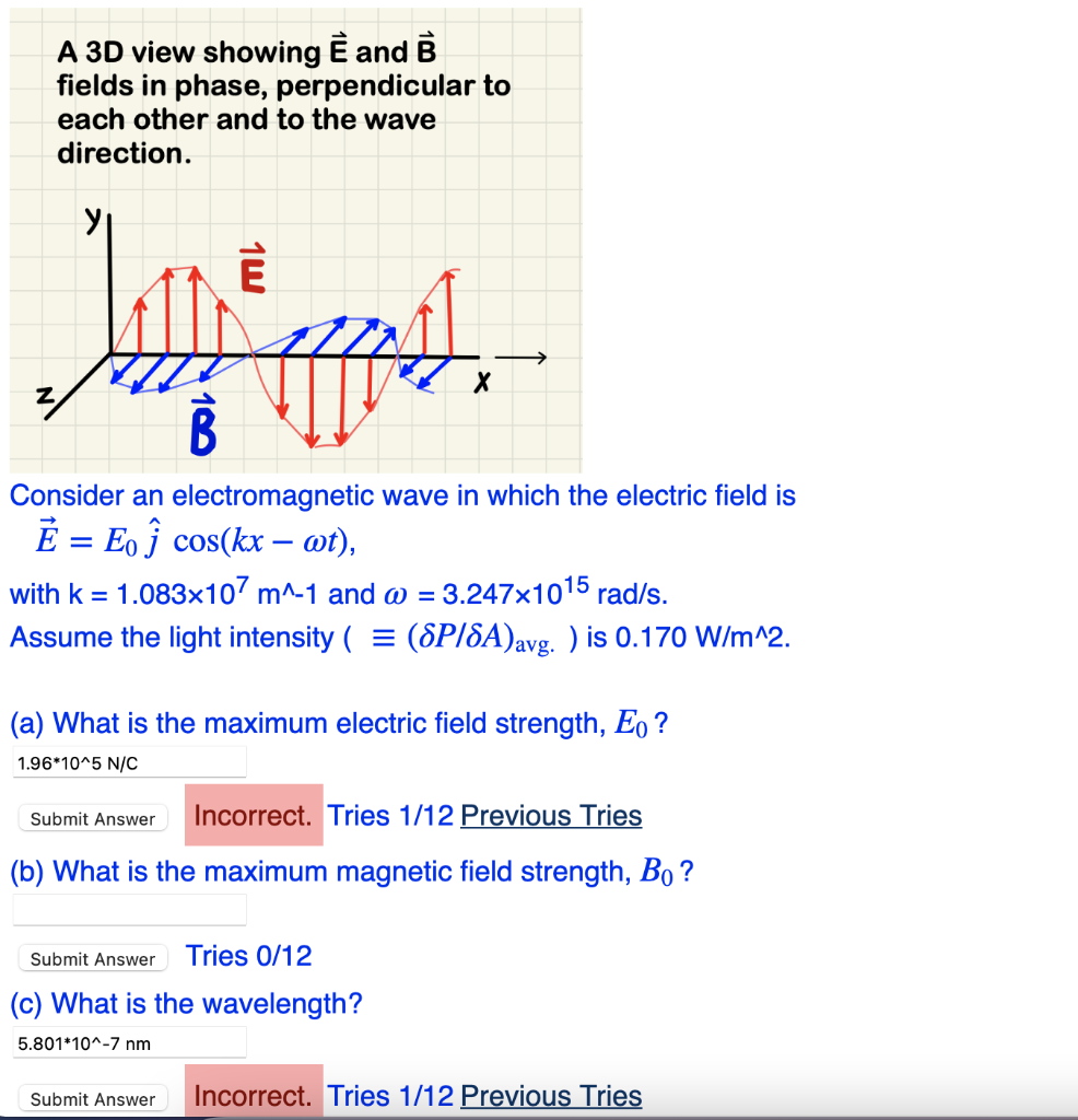 Solved A 3D view showing Ê and B fields in phase, | Chegg.com