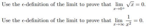 Solved Use the e-definition of the limit to prove that lim | Chegg.com