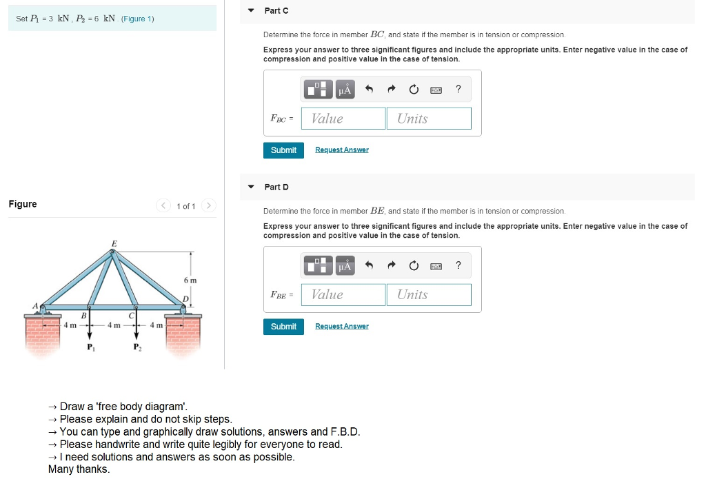 Solved Part C Set P1 3 kN, P2 6 kN. (Figure 1) Determine the | Chegg.com Solved Part C Set P1 3 kN, P2 6 kN. (Figure 1) Determine the | Chegg.com
