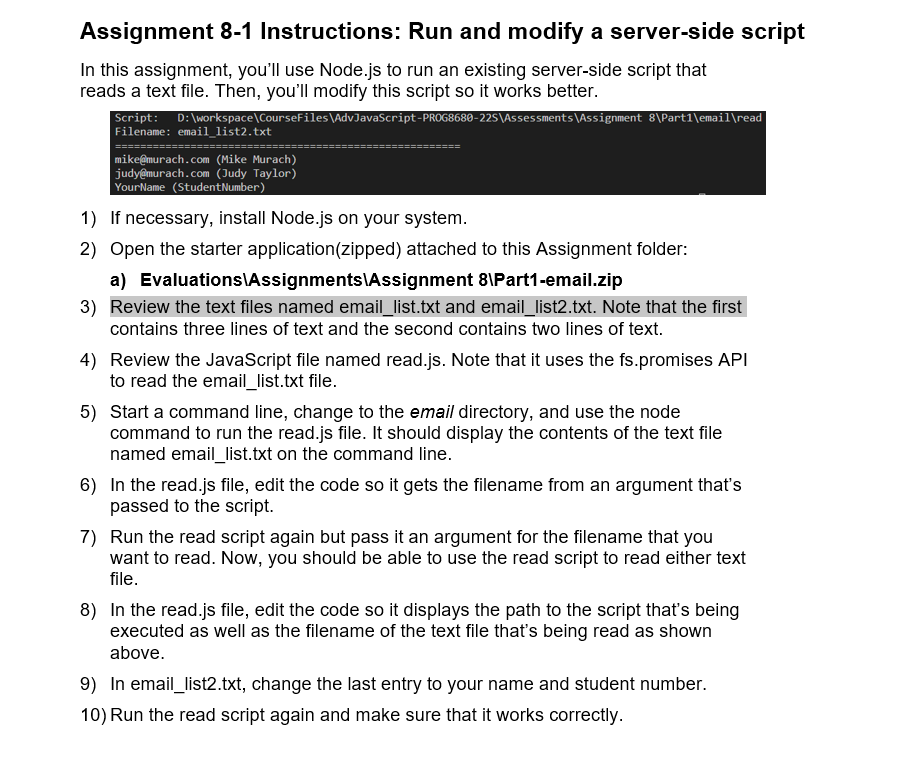 Solved Assignment 8-1 Instructions: Run and modify a | Chegg.com