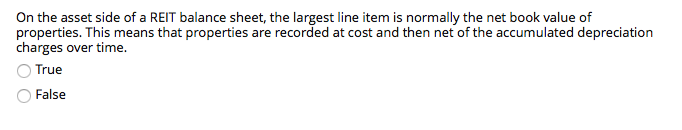 Solved On the asset side of a REIT balance sheet, the | Chegg.com