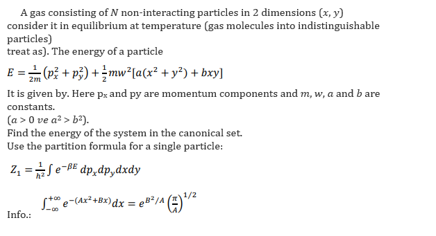 Solved A gas consisting of N non-interacting particles in 2 | Chegg.com