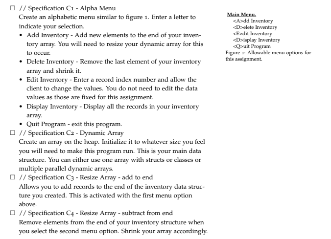 Write a C++ inventory management program that uses | Chegg.com