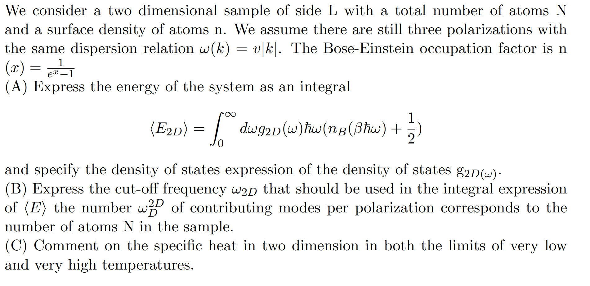 Solved We consider a two dimensional sample of side L with a | Chegg.com
