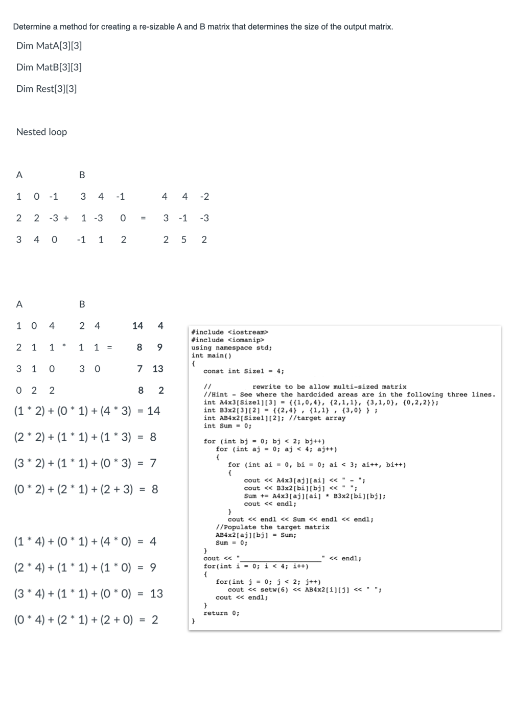 Solved Determine a method for creating a re-sizable A and B | Chegg.com